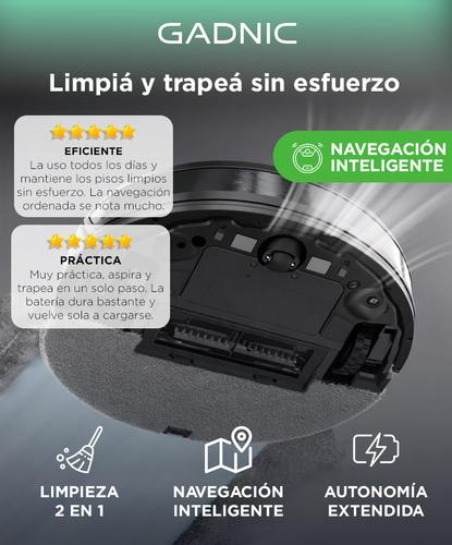 Aspiradora Robot Gadnic Z900 Aspira y Trapea Navegación Inteligente Con ...