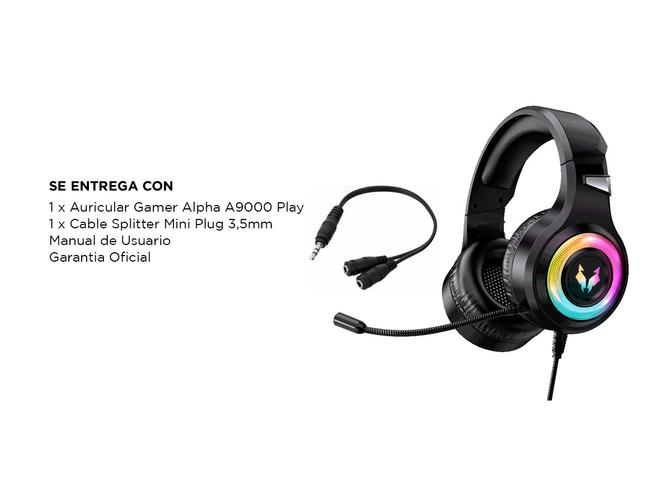Auriculares Gamer Alpha A9000 Play Microfono Luz RGB Cancelacion Sonido ...