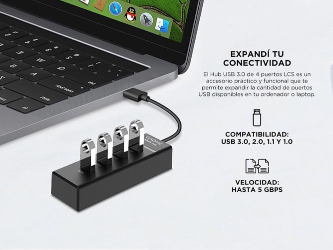 Hub USB Gadnic 4 Puertos 30 Multiplicador Luz Led | Gadnic