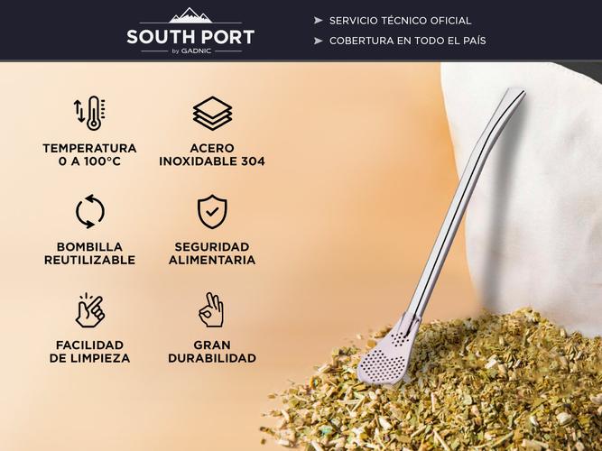 Kit de Termo 1L Mate Y Bombilla South Port Acero Inoxidable | Gadnic