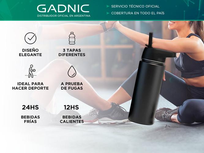 Botella Térmica Deportiva 540 Ml Gadnic 3 Tapas Acero Inoxidable | Bidcom