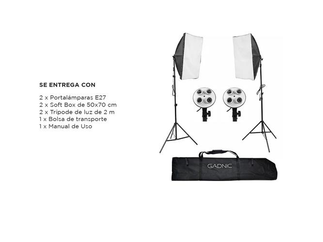 Set Softbox Flash y Trípode Gadnic FOTO0040 Para Fotografía | Gadnic