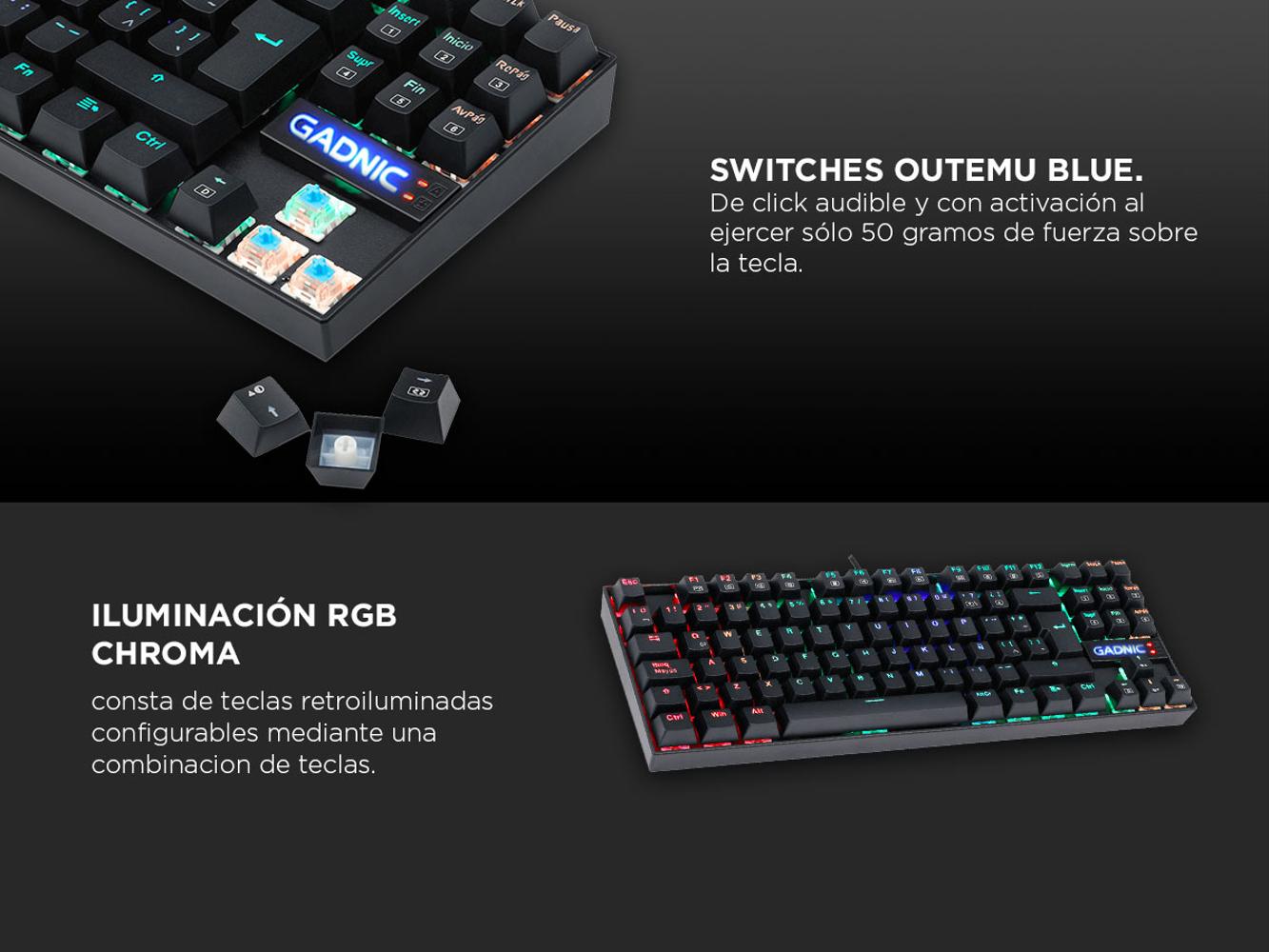 Teclado Gamer Mecanico Gadnic ZT800 RGB TKL Switch Outemu Blue | Gadnic