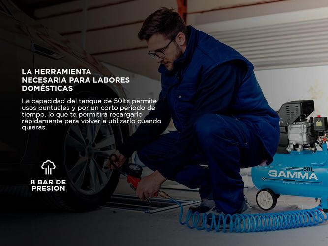 Compresor de Aire Electrico Gamma 50 lts 2.5hp Monofasico G2851AR | Bidcom
