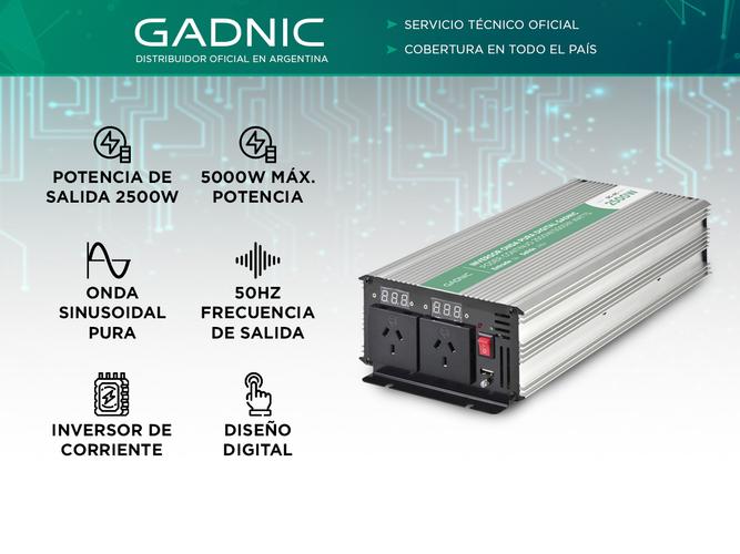 Inversor Onda Pura Digital Corriente Gadnic IV-25 2500w DC-AC | Gadnic