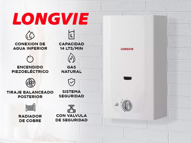 Calefón GN Longvie Tiro Balanceado 14 Litros CB214SFP Posterior | Bidcom