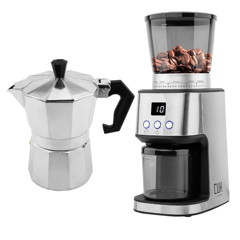 Kit Cafetera de Aluminio Gadnic + Molinillo Gadnic de Cafe Eléctrico ...