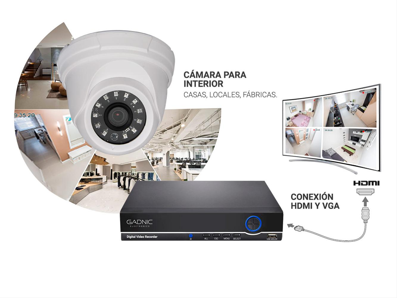 Kit DVR + 4 Cámaras de Seguridad para interior con audio + Disco de 1TB ...