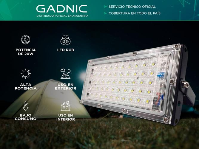 Reflector Led RGB Gadnic Para Interior y Exterior 20W | Bidcom