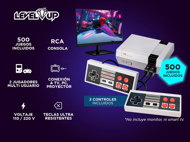 Consola Level UP Retro NES AV 500 Juegos Clásicos incorporados | Bidcom