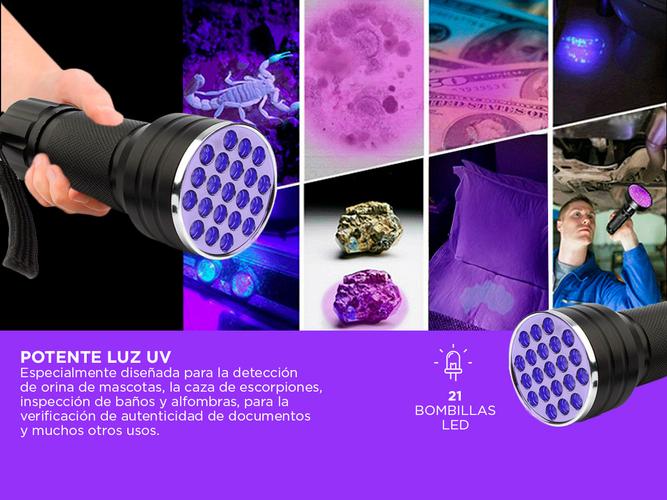 Linterna Luz Negra UV Gadnic L33FGT Detector de Luz Negra Ultravioleta 21 Led | Gadnic