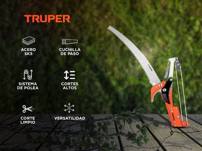 Serrucho de Altura Truper Polea Ramas Hoja Acero SK5 14" | Bidcom