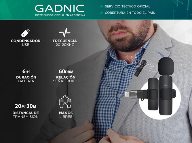 Micrófono De Solapa Inalámbrico GADNIC MICROMIC Condensador Para iPhone ...