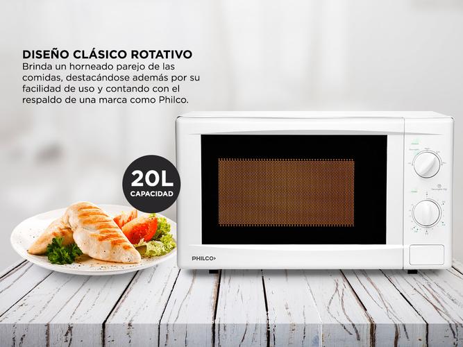 Microondas PHILCO 20 Lts MPR8520 rotativo Blanco | Bidcom