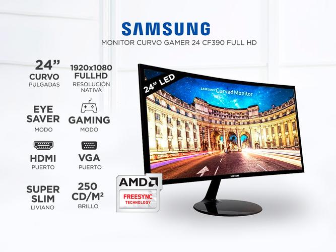 Monitor Samsung 24" CF390 Curvo Gamer Full HD 60Hz | Bidcom