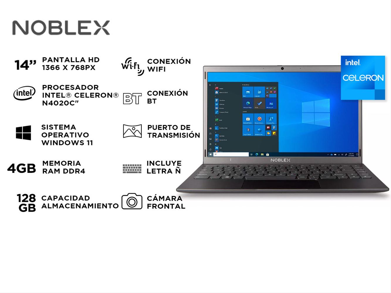 Notebook Noblex Intel Ram 4gb Ssd 128gb 14 pulgadas Windows 10 | Bidcom