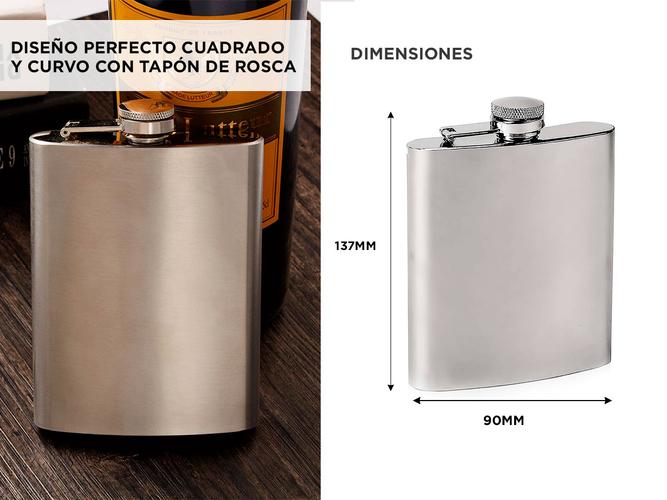 Petaca de Licor y Whisky Gadnic WHX6 Acero inoxidable 236 ml | Bidcom