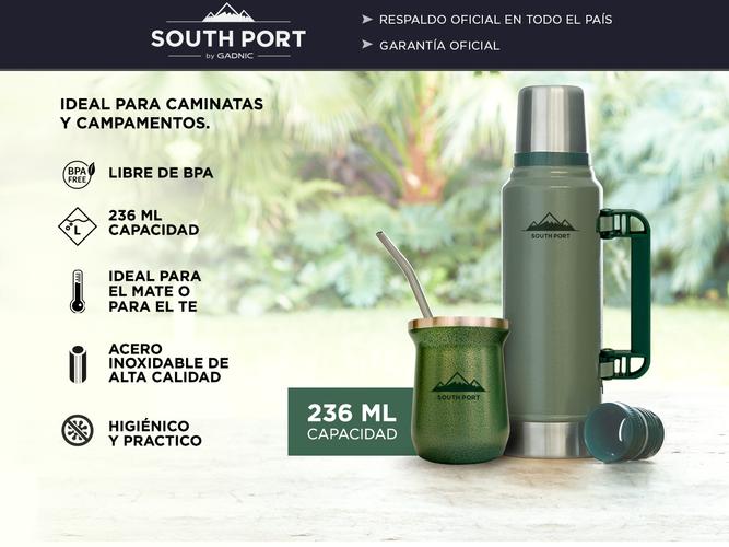 Kit Termo y Mate South Port 1L Acero Inoxidable | Gadnic