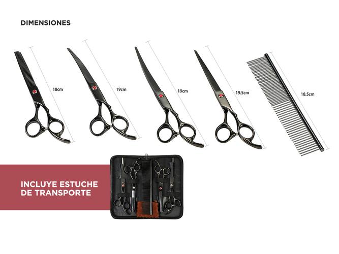 Set de 4 Tijeras Para Peluquería Canina Profesionales | Gadnic